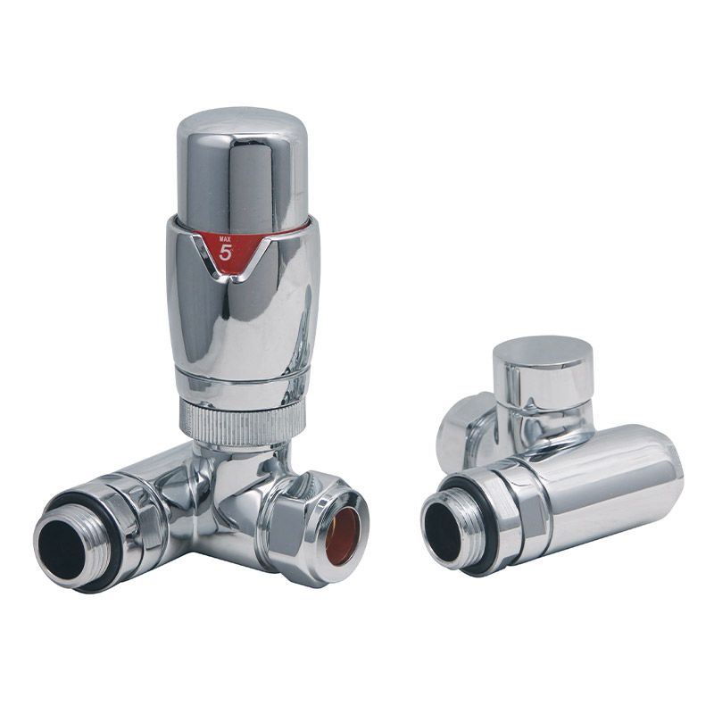 DQ Heating Essential TRV Thermostatic Corner Dual Fuel Valves