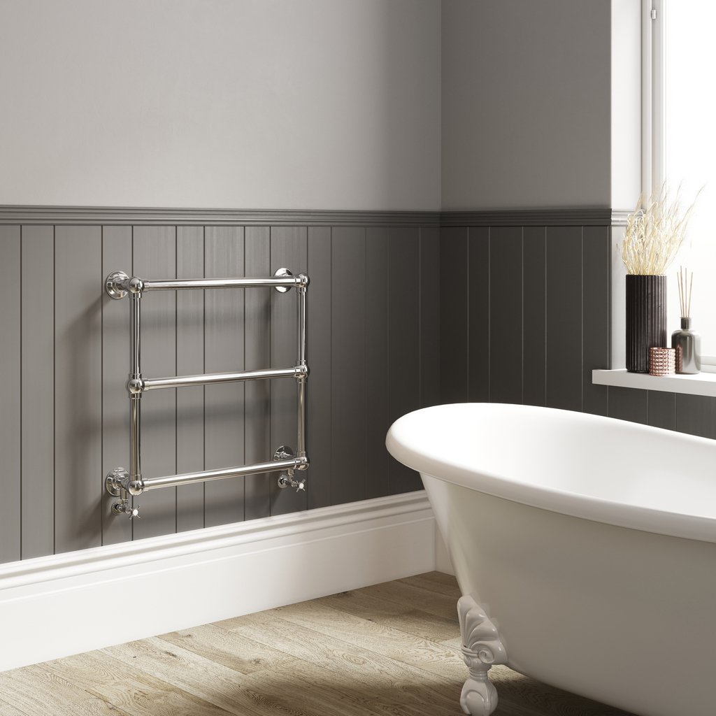DQ Heating Hockwold Wall Mounted Traditional Designer Brass Heated Towel Rail